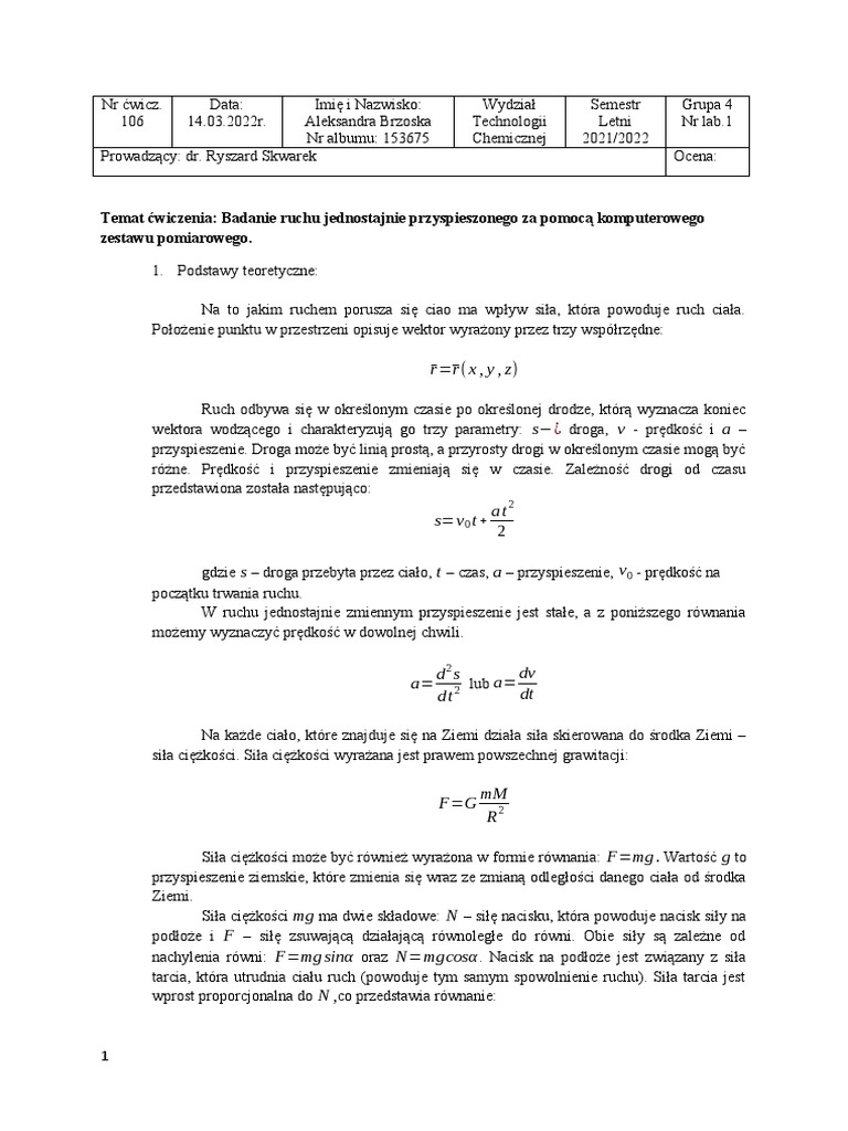 106 Sprawozdanie | PDF
