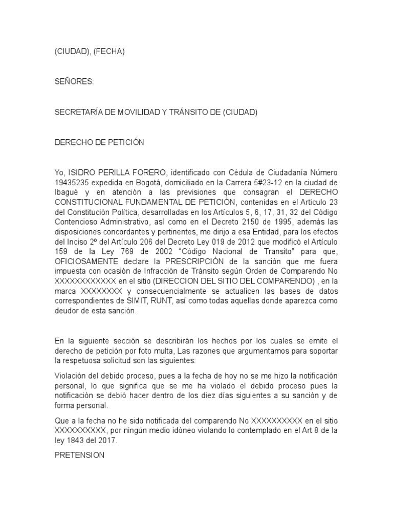 Plantilla Apelación Fotomulta | PDF