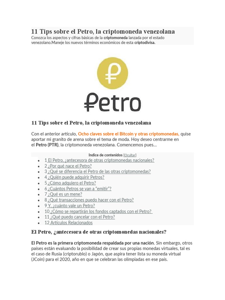 11 Tips Sobre El Petro | PDF