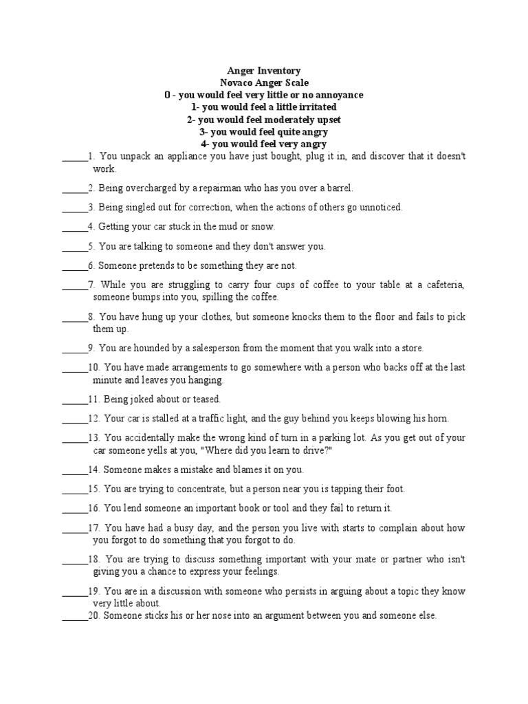 Anger Inventory | PDF