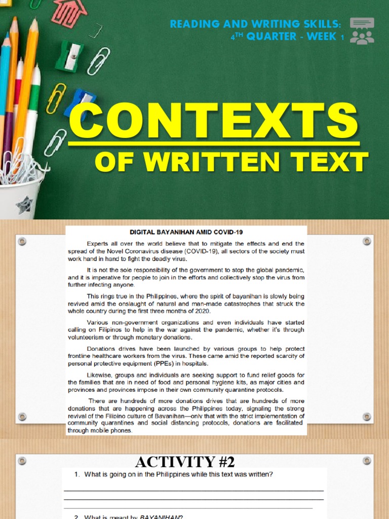 4thQ Week1 Contexts in Written Text | PDF