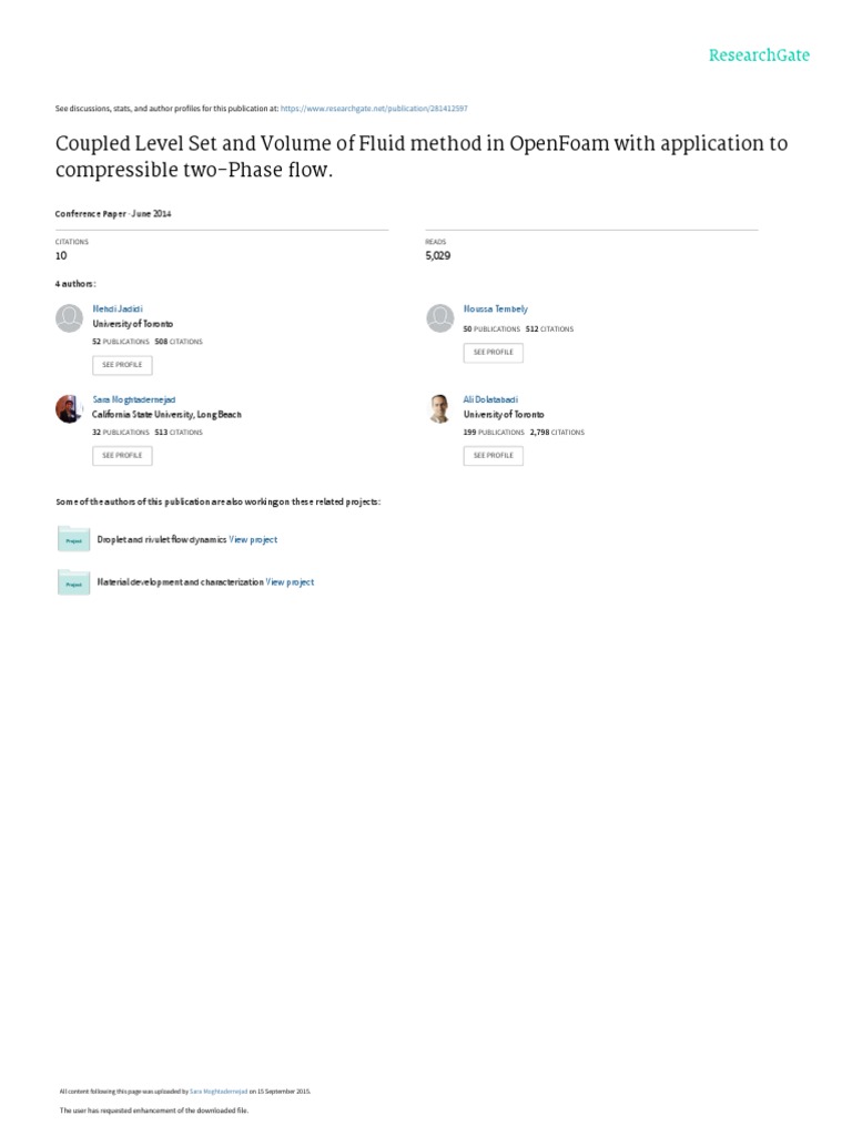 Coupled Level Set and Volume of Fluid Method in Openfoam With Application To Compressible Two ...