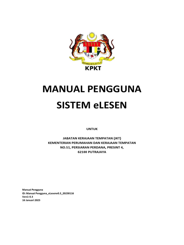 Manual Pengguna ELesen | PDF