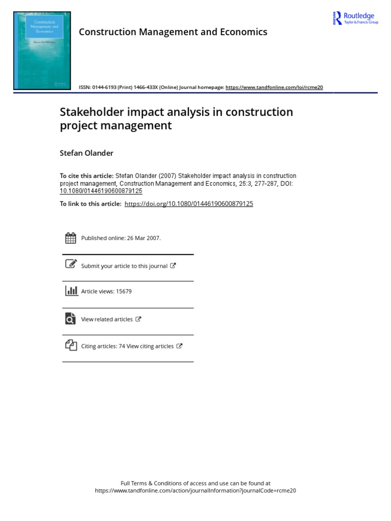 Stakeholder Impact Analysis in Construction Project Management | PDF ...