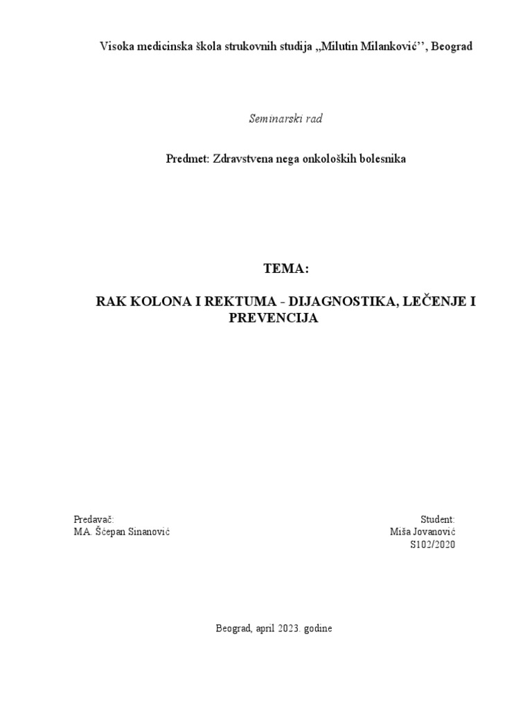 Rak Kolona I Rektuma | PDF