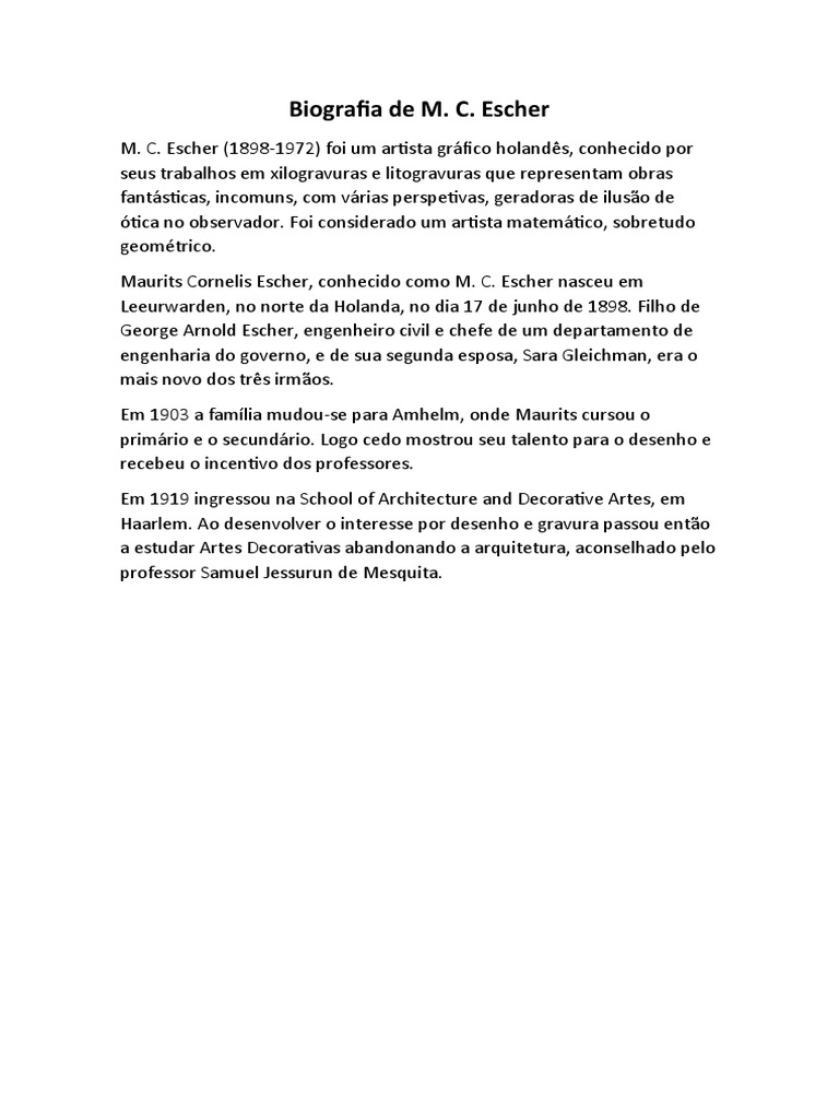 Biografia de Escher | PDF