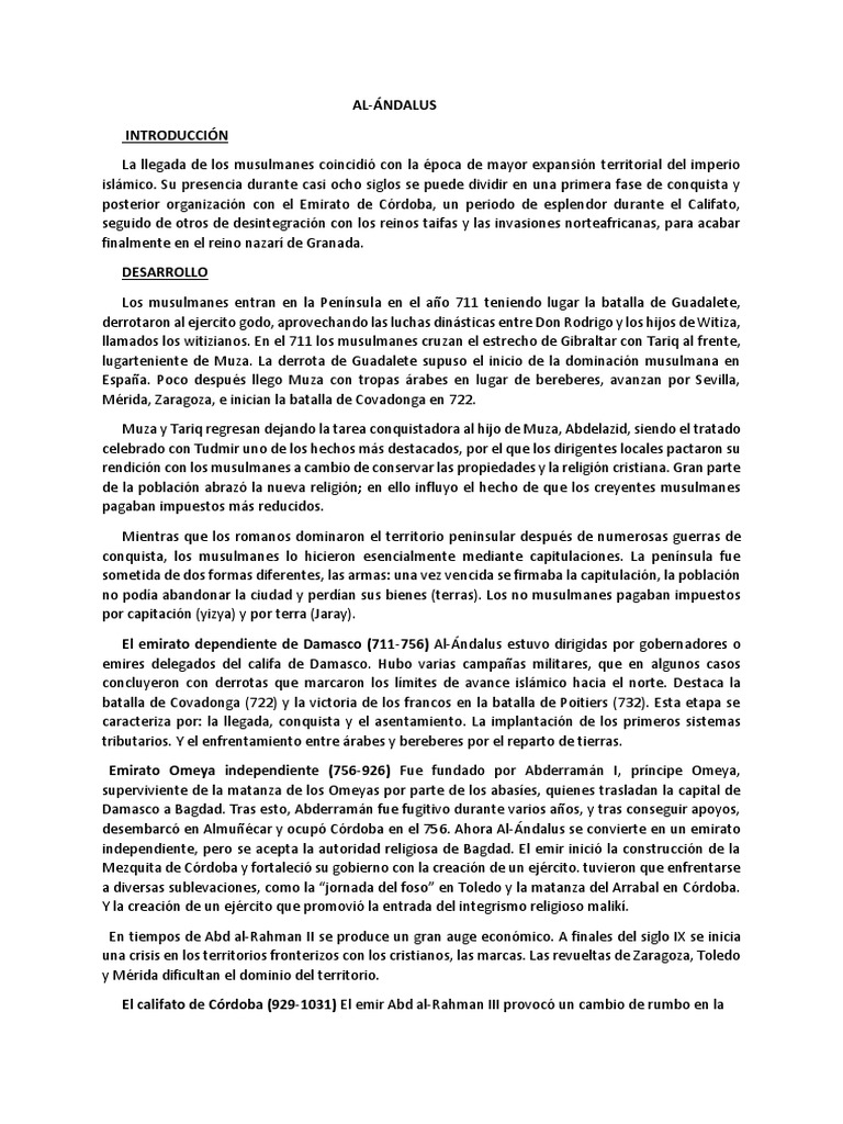 Tema 2 - AL-Ã - NDALUS | PDF | Al Andalus | Edades medias