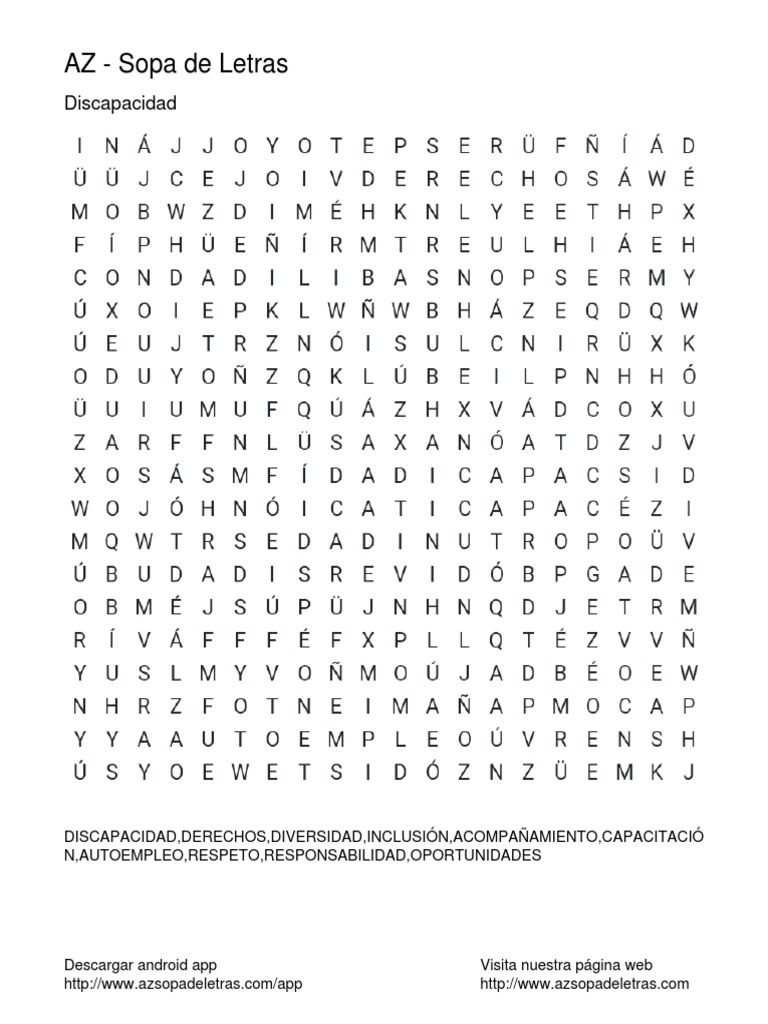 Sopa de Letras Personas Con Discapacidad | PDF