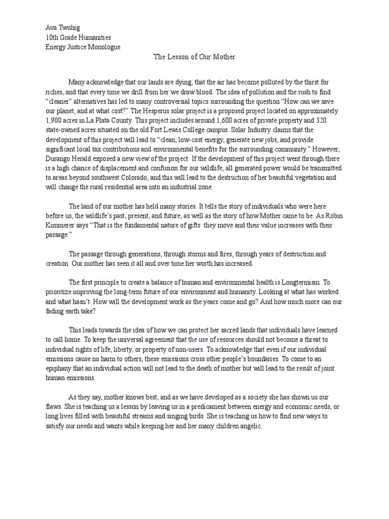 copy of ava twohig - justice monologue - energy project | PDF ...