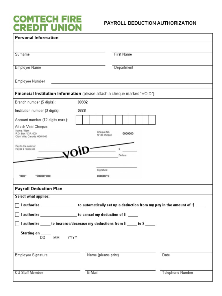 Deduction Authorization Form | PDF