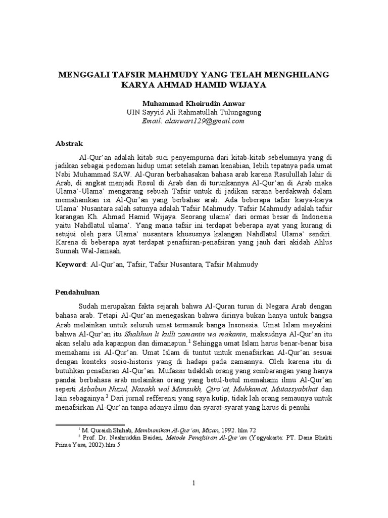 Tafsir Mahmudy: Kontroversi dan Metode Tahlili | PDF