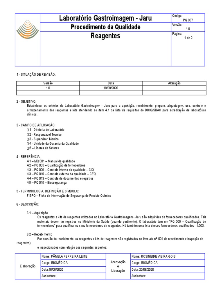 PQ07 Procedimento Da Qualidade | PDF
