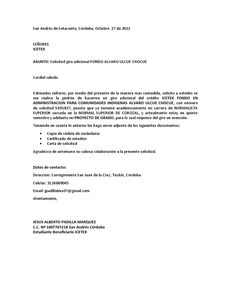 Carta Giro Adicional | PDF