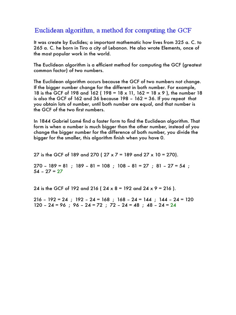 Euclidean Algorithm | PDF