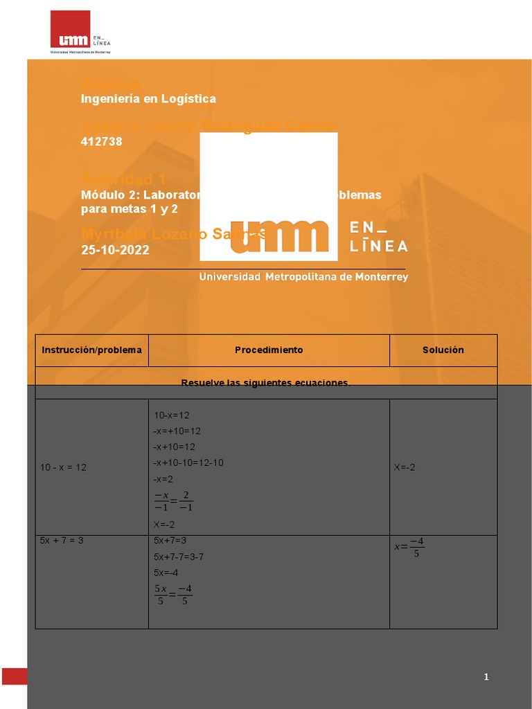 Algebra Modulo 2 Lab 1 | PDF Algebra Modulo 2 Lab 1 | PDF