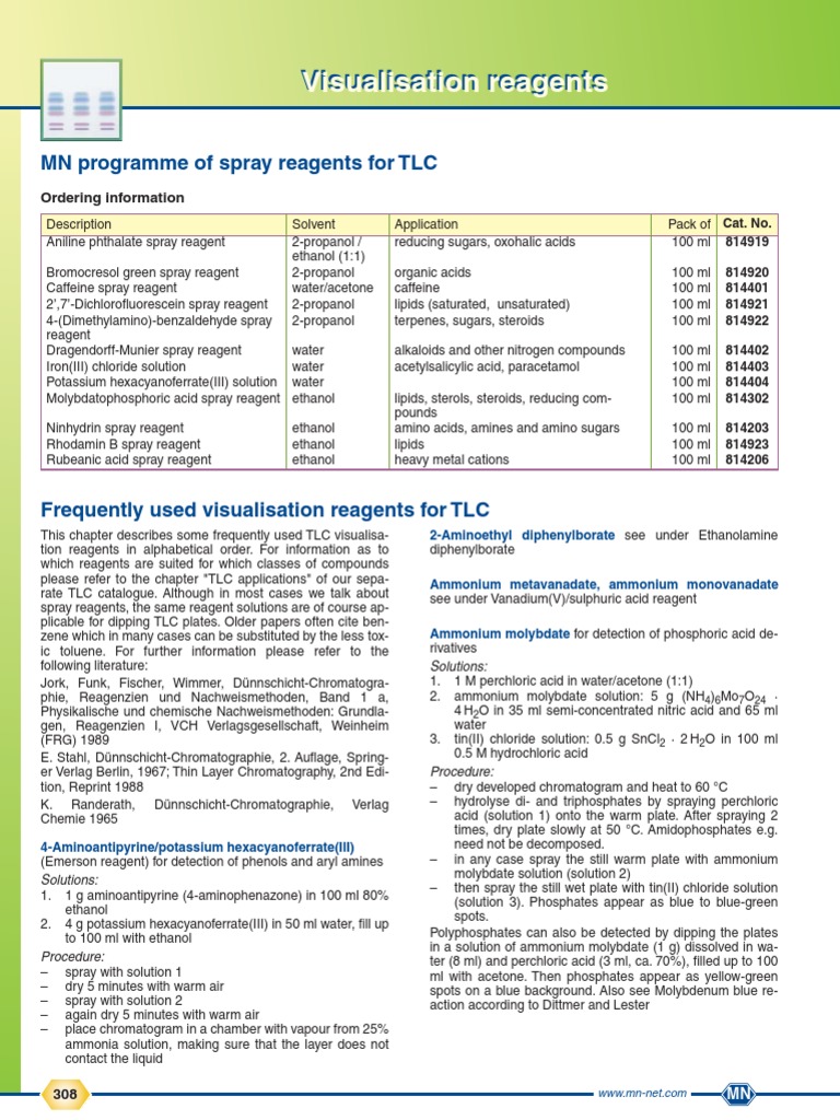 TLC Reagents | PDF | Ethanol | Amine