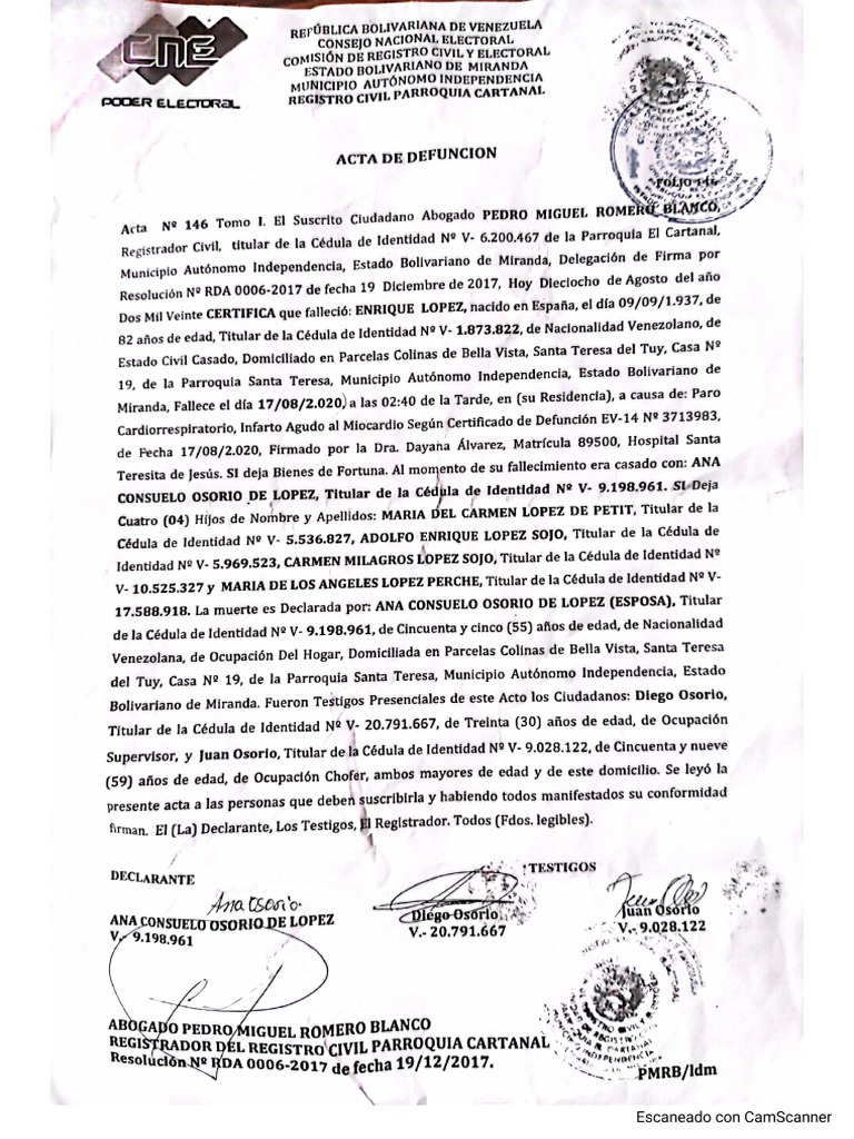 Acta De Defuncion Pdf