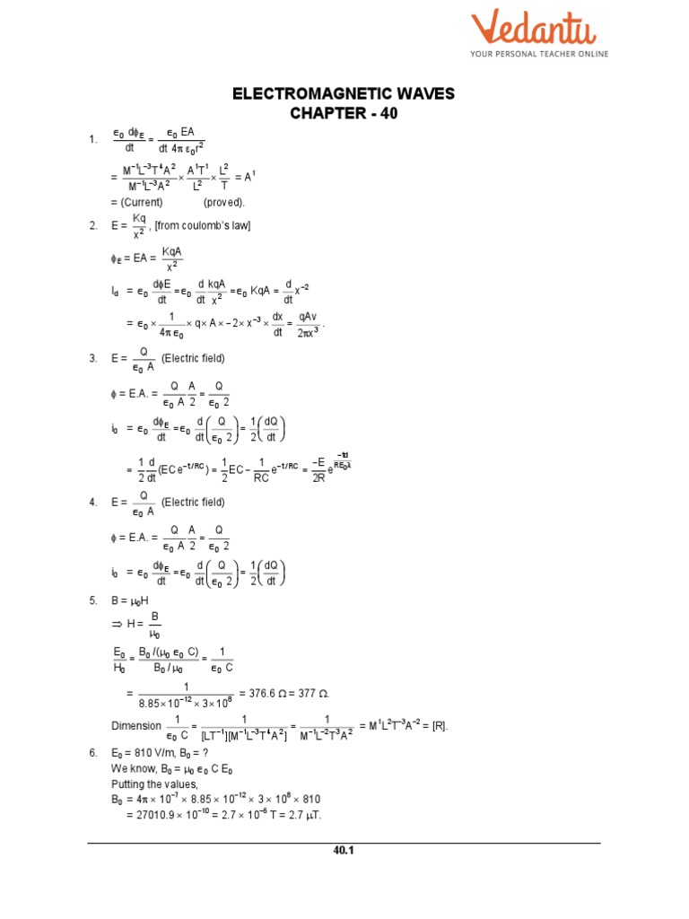 HC Verma Solutions - Electromagnetic Waves - Concepts of Physics Part 2 | PDF