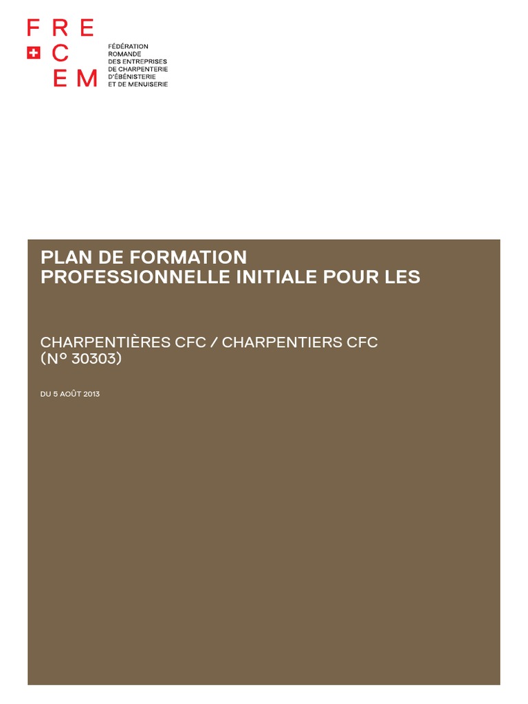 Plan de Formation Charpentier CFC | PDF | Business | Charpenterie
