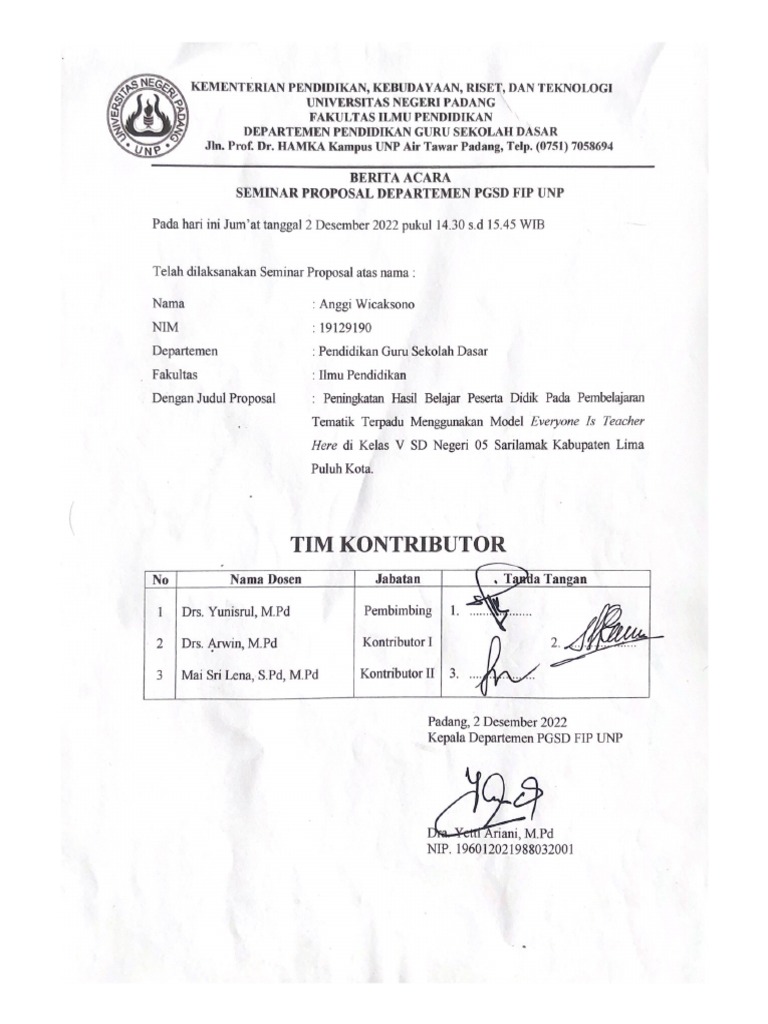 Contoh Berita Acara Sempro | PDF