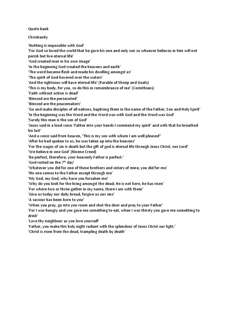 RS GCSE Paper 1 Quotes | Download Free PDF | Eternal Life (Christianity ...