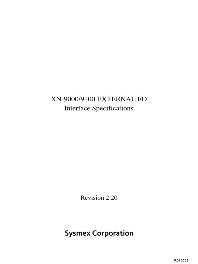 Interface Specifications for Connecting the XN-9000/9100 Automated ...