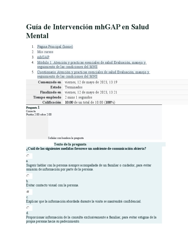 Guía de Intervención MhGAP en Salud Mental | PDF | Sicología | Ciencia ...