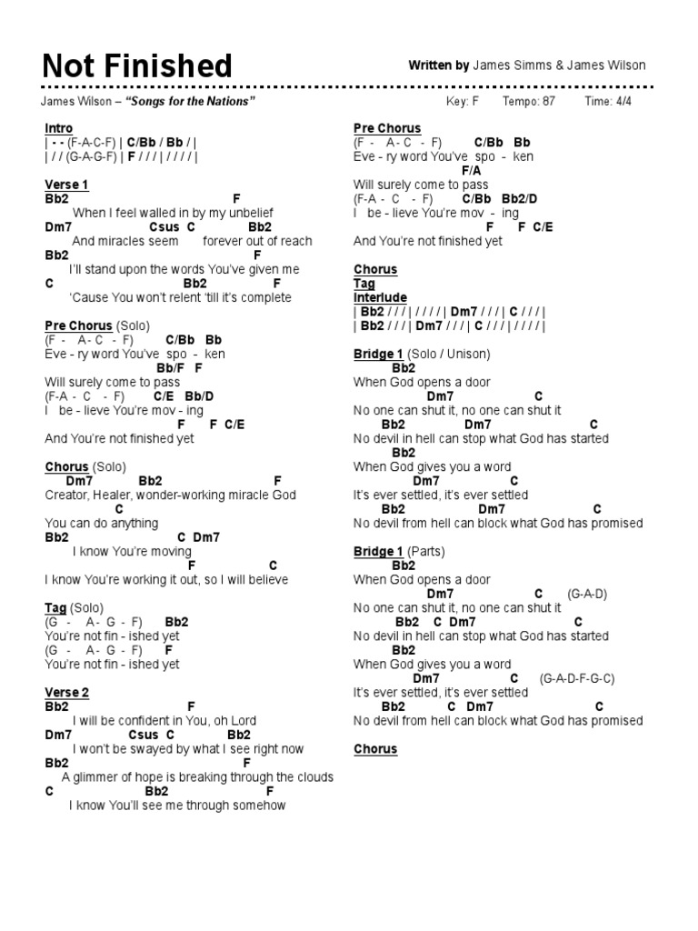 Not Finished - Chord Chart | PDF