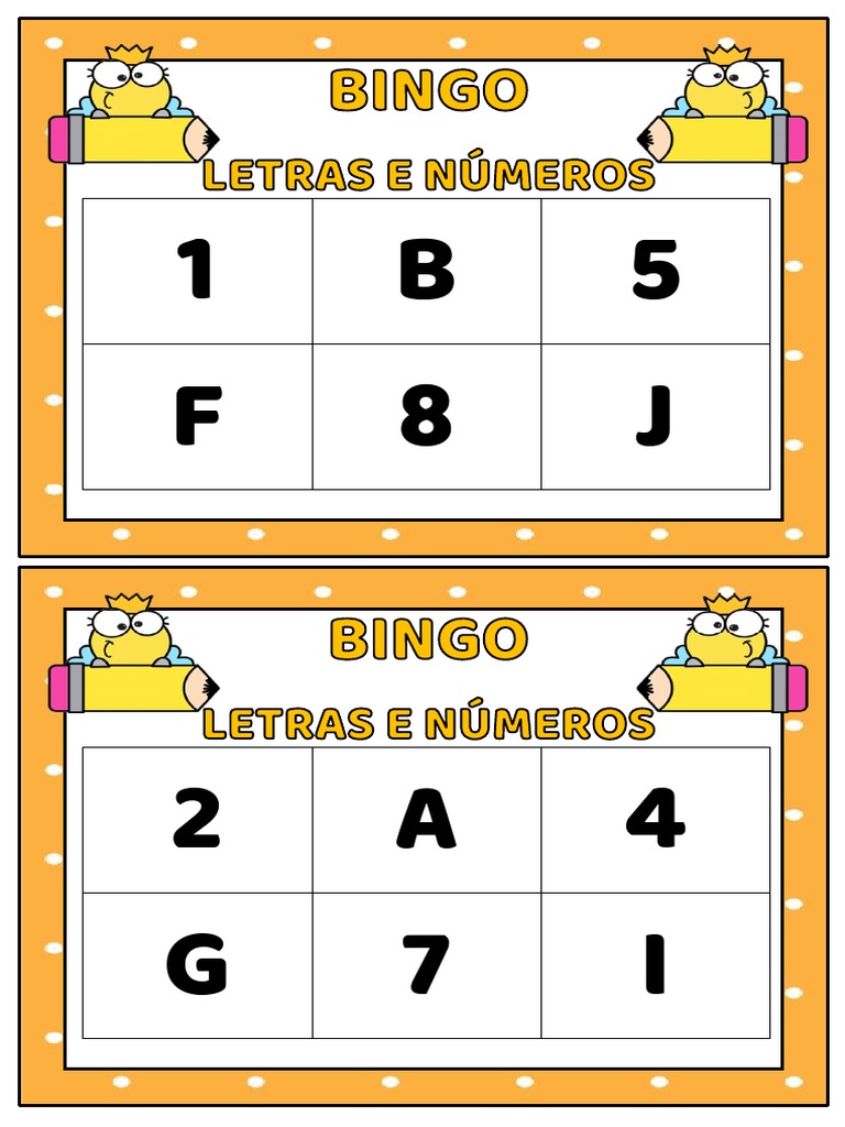 CARTELAS-BINGO-de Números e Letras | PDF