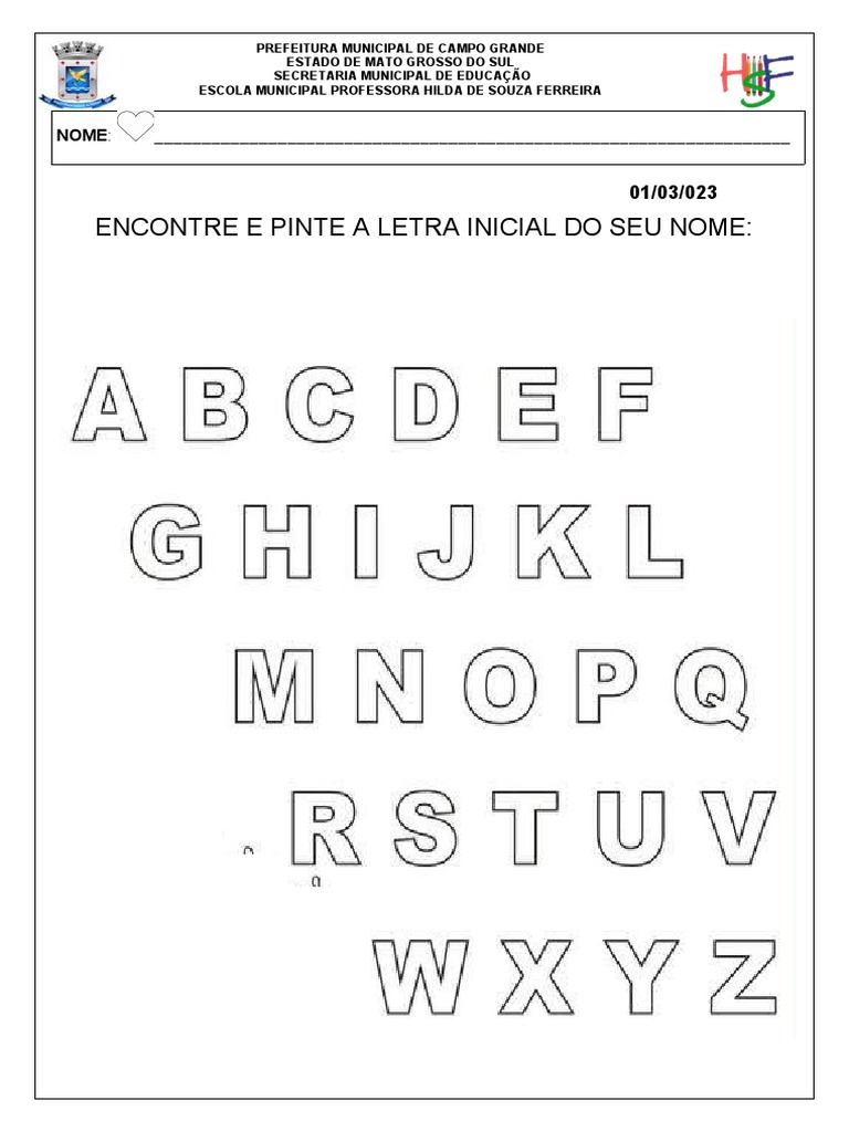 Atividade Letra Inicial Do Nome | PDF