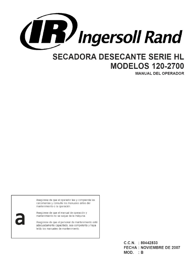 Manual de Secador Desecante Ingersoll Rand | PDF