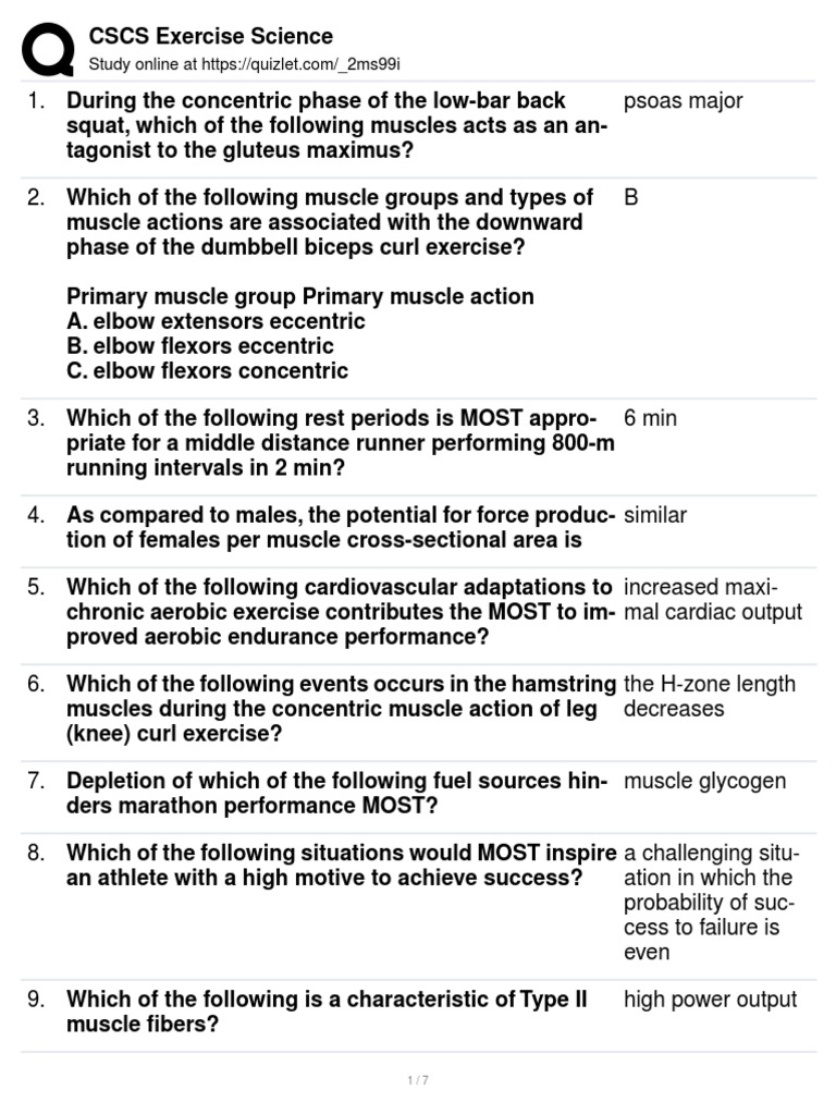 CSCS Exercise Science | PDF