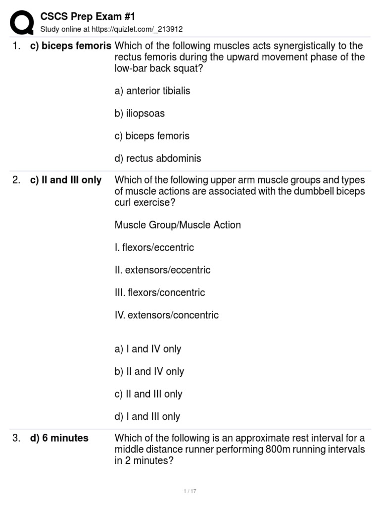 CSCS Prep Exam | PDF