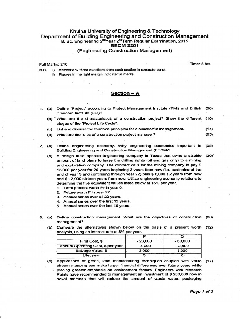 B.sc. Engineering 2nd Year 2nd Term Regular Examination, 2015 | PDF ...