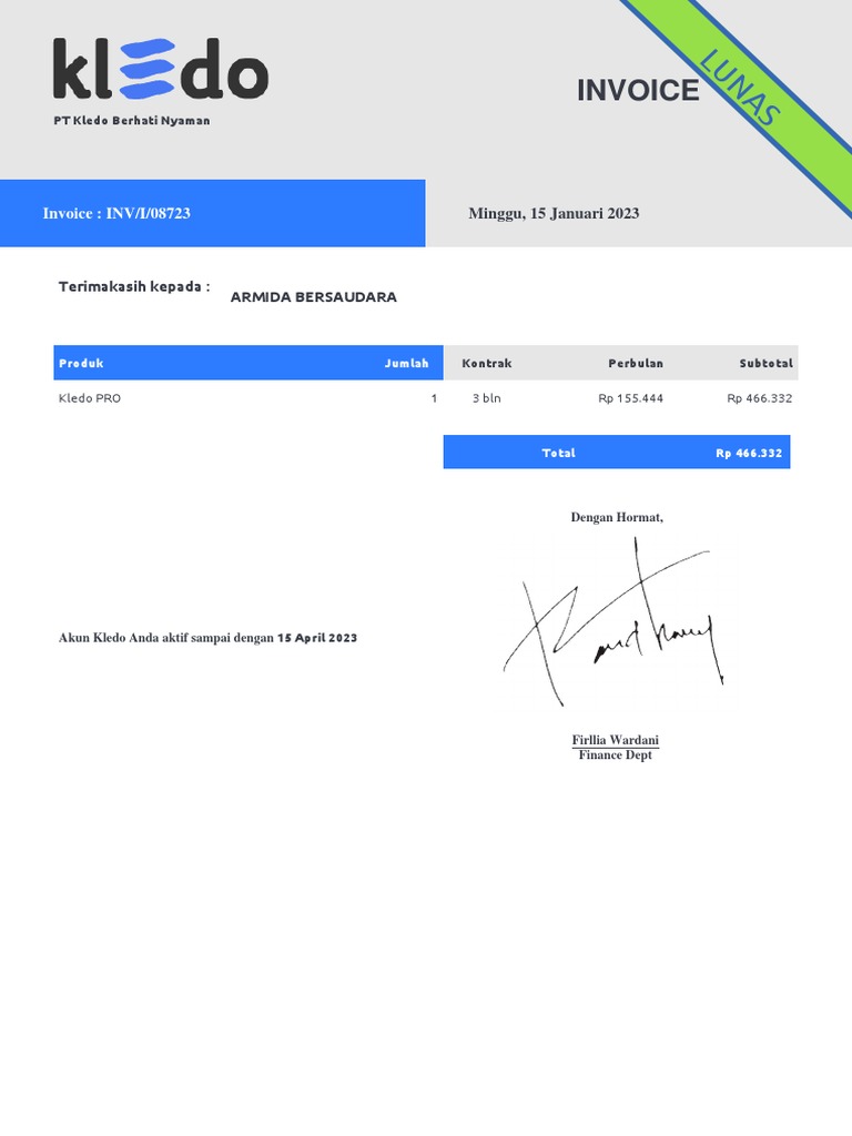Invoice Kledo I 8723 | PDF