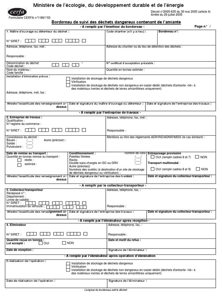 Annexe 3-1 Cerfa-Amiante | PDF
