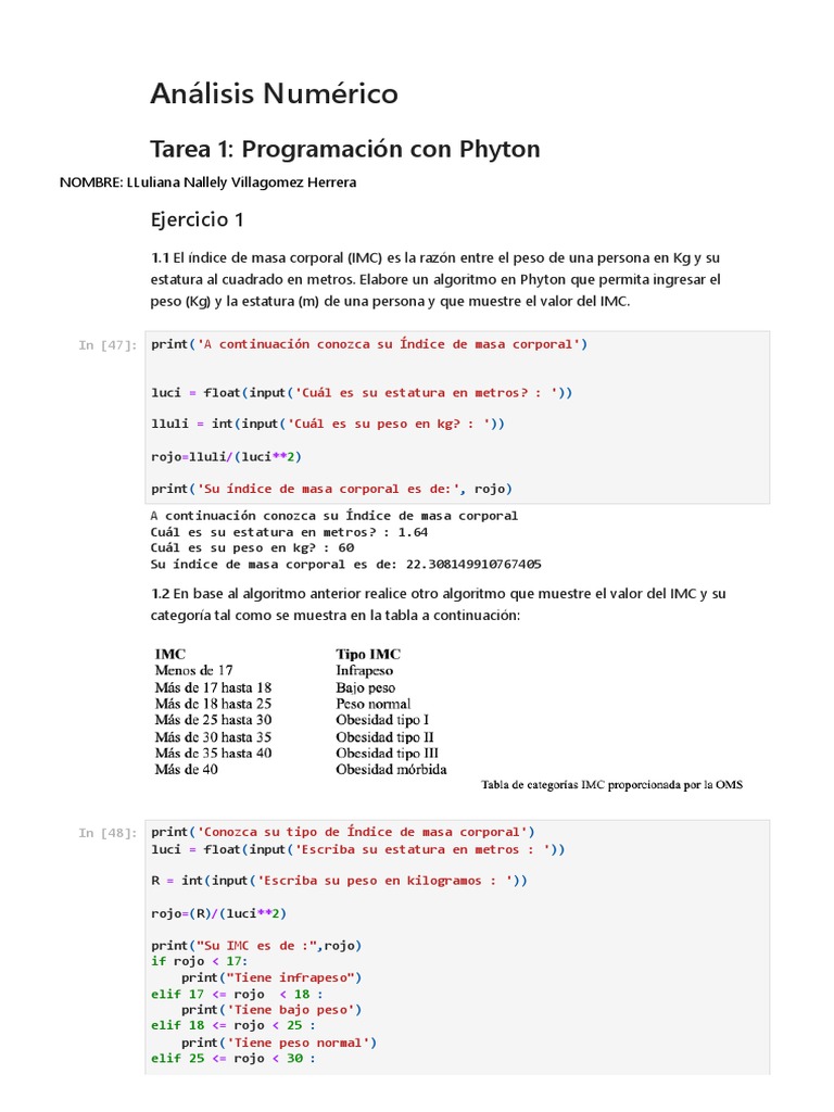 Algoritmos en Python para IMC y Tarifas | PDF | Índice de masa corporal | Triángulo