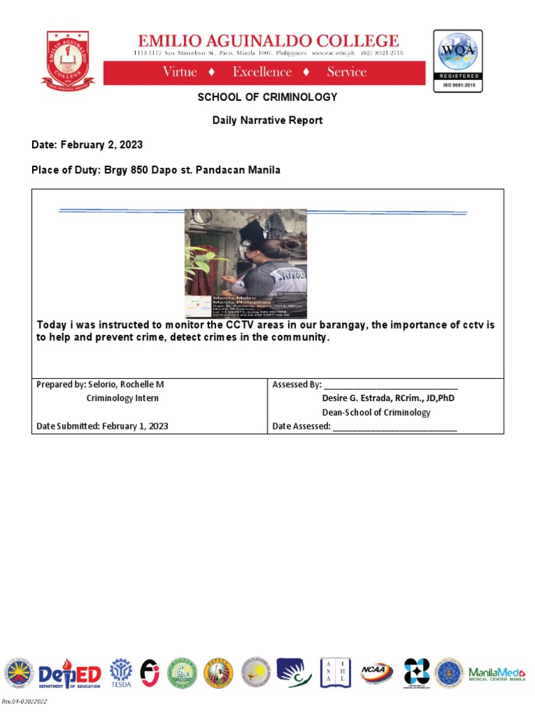 Narrative Report Form Daily | PDF