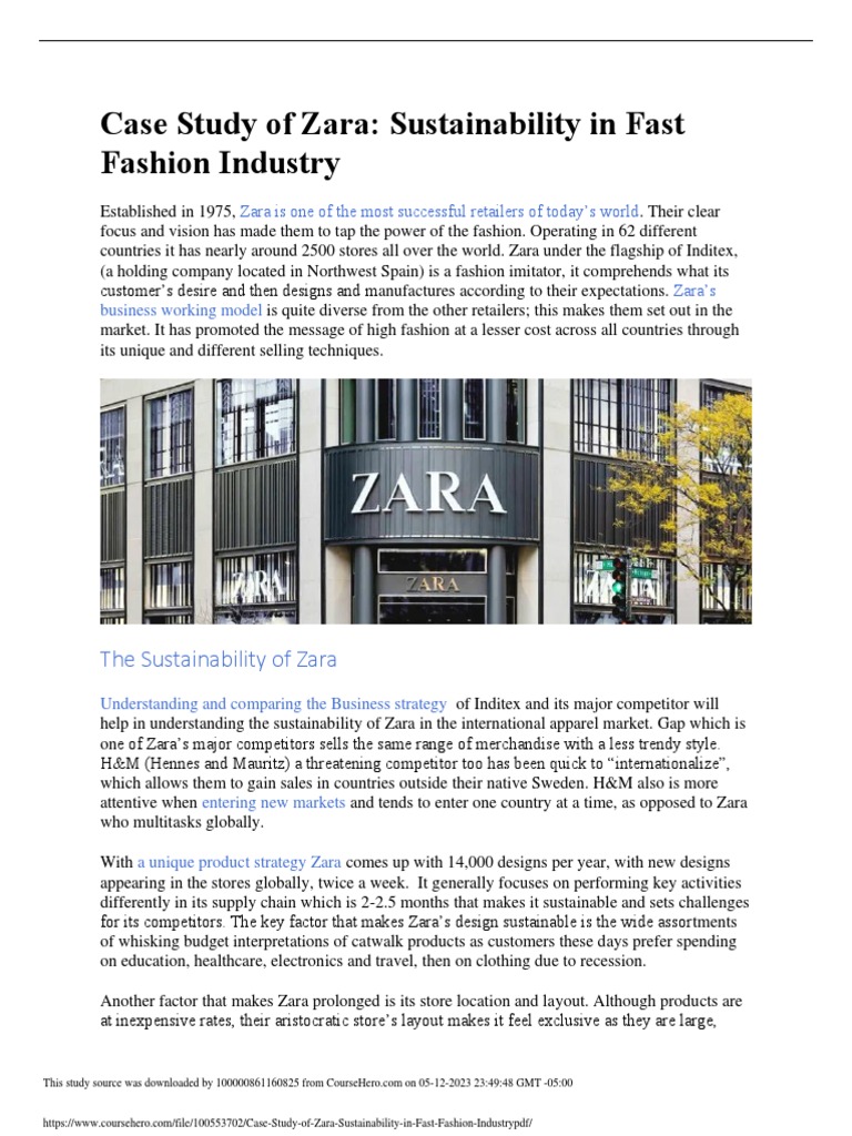Zara's Sustainable Fast Fashion Model | PDF