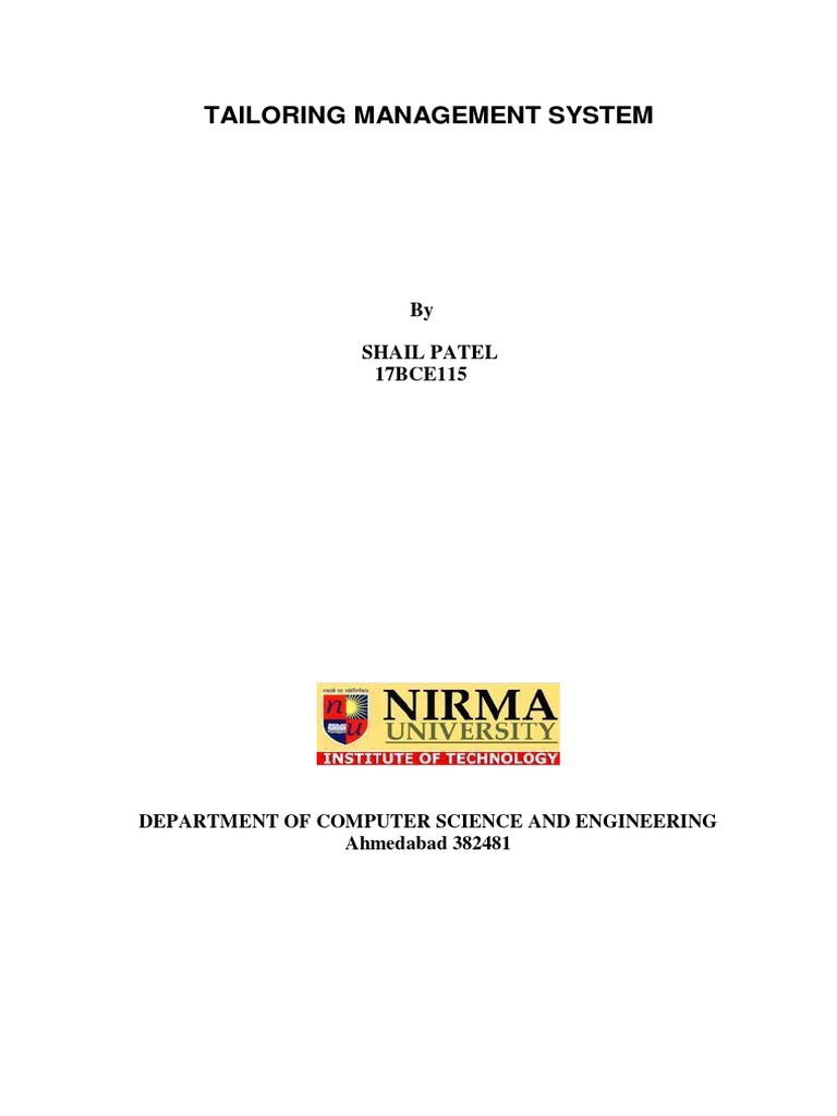 17bce115 Minor Project Report Tailoring Management System | PDF ...