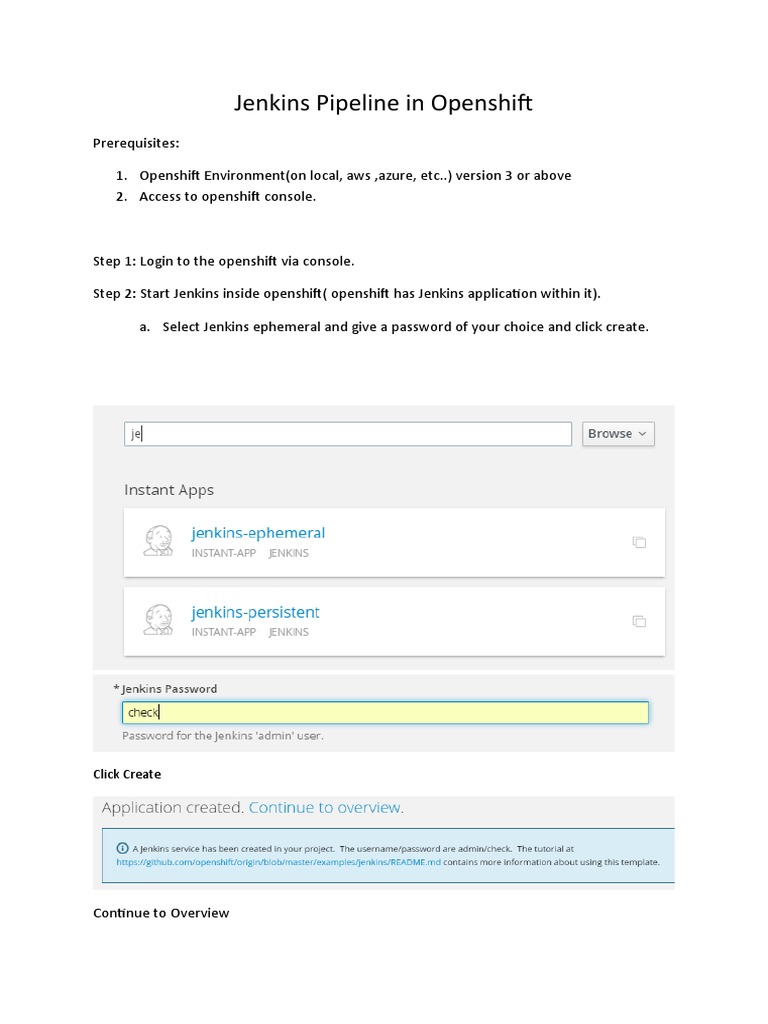 Jenkins Pipeline in Openshift - v1 | PDF