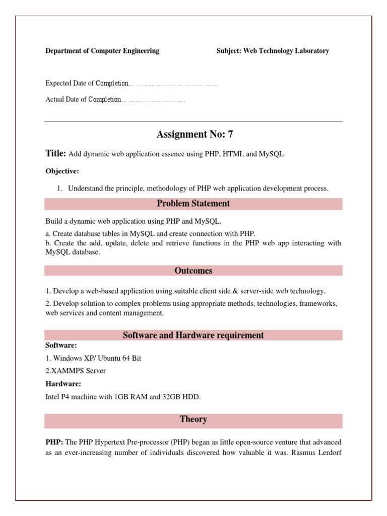 WTL Assignment No.7 | Download Free PDF | Php | My Sql