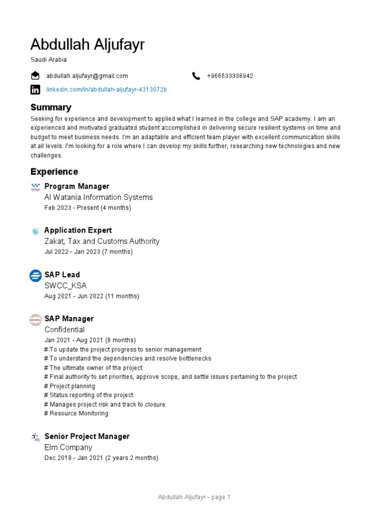 Resume Abdullah Aljufayr | PDF | Analytics | Project Management