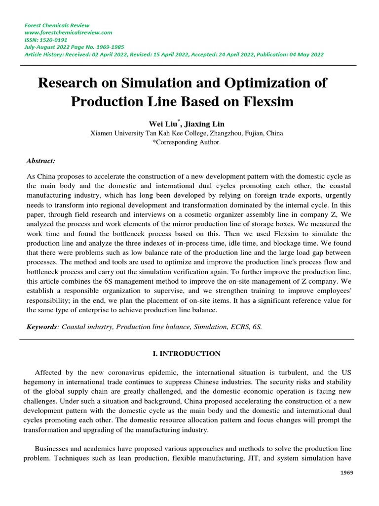 Optimization of a Cosmetic Assembly Line Through Process Simulation and Improvement Strategies ...
