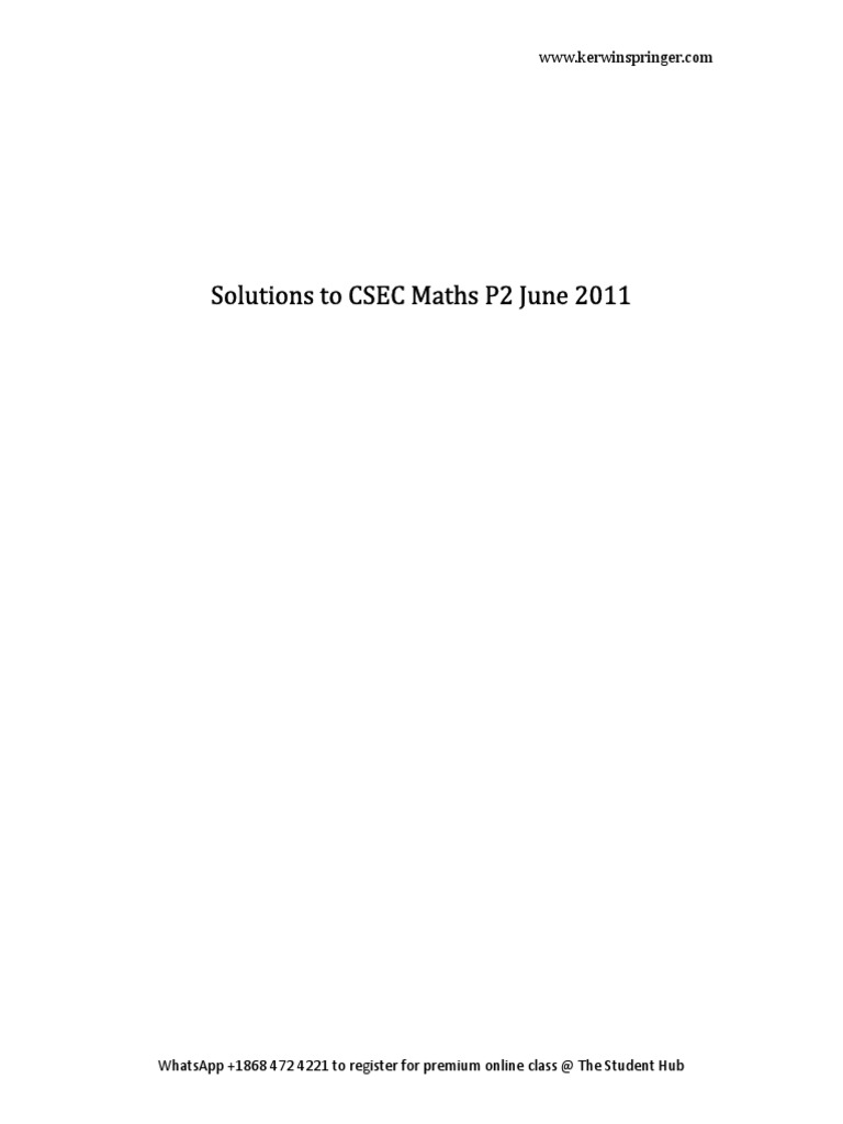 CSEC Maths Paper 2 June 2011 Solutions | PDF | Triangle | Mathematics