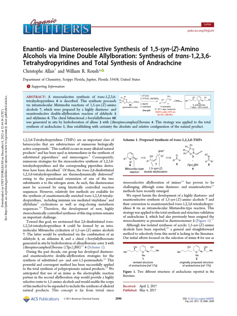 Org - Lett.2017, 19, 2646 2649 (Amination Reductrice Formaldehyde Aqueux) | PDF