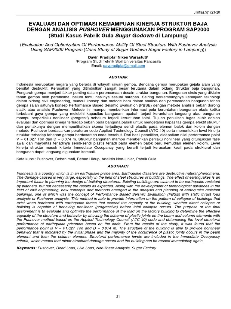 Evaluasi Kinerja Struktur Baja Pabrik Gula | PDF