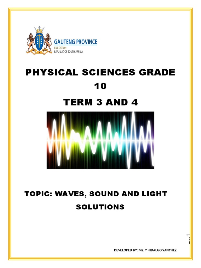 Grade 10 Waves, Sound, and Light Solutions | PDF | Wavelength | Waves
