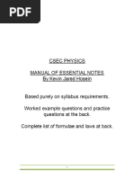 Csec Physics Formula Sheet | PDF | Science & Mathematics