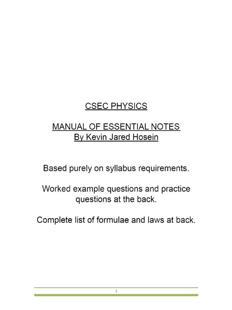 CSEC Physics Manual - Docx Has All Physics Notes | PDF